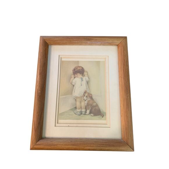 Art | Vintage 195s60s Framed In Disgrace Art Print Child Collie Dog ...